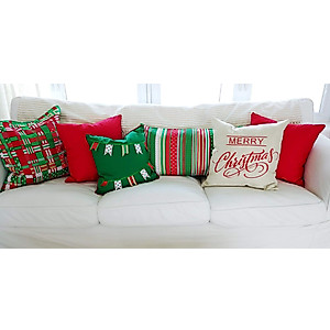 Thmyo 4-Pack 100% Cotton Comfortable Solid Decorative Throw Pillow Case Square Cushion Cover Pillowcase Sublimation Blank Christmas DIY Throw Pillow Covers for Couch Sofa(18x18 inch/ 45x45cm,Red)