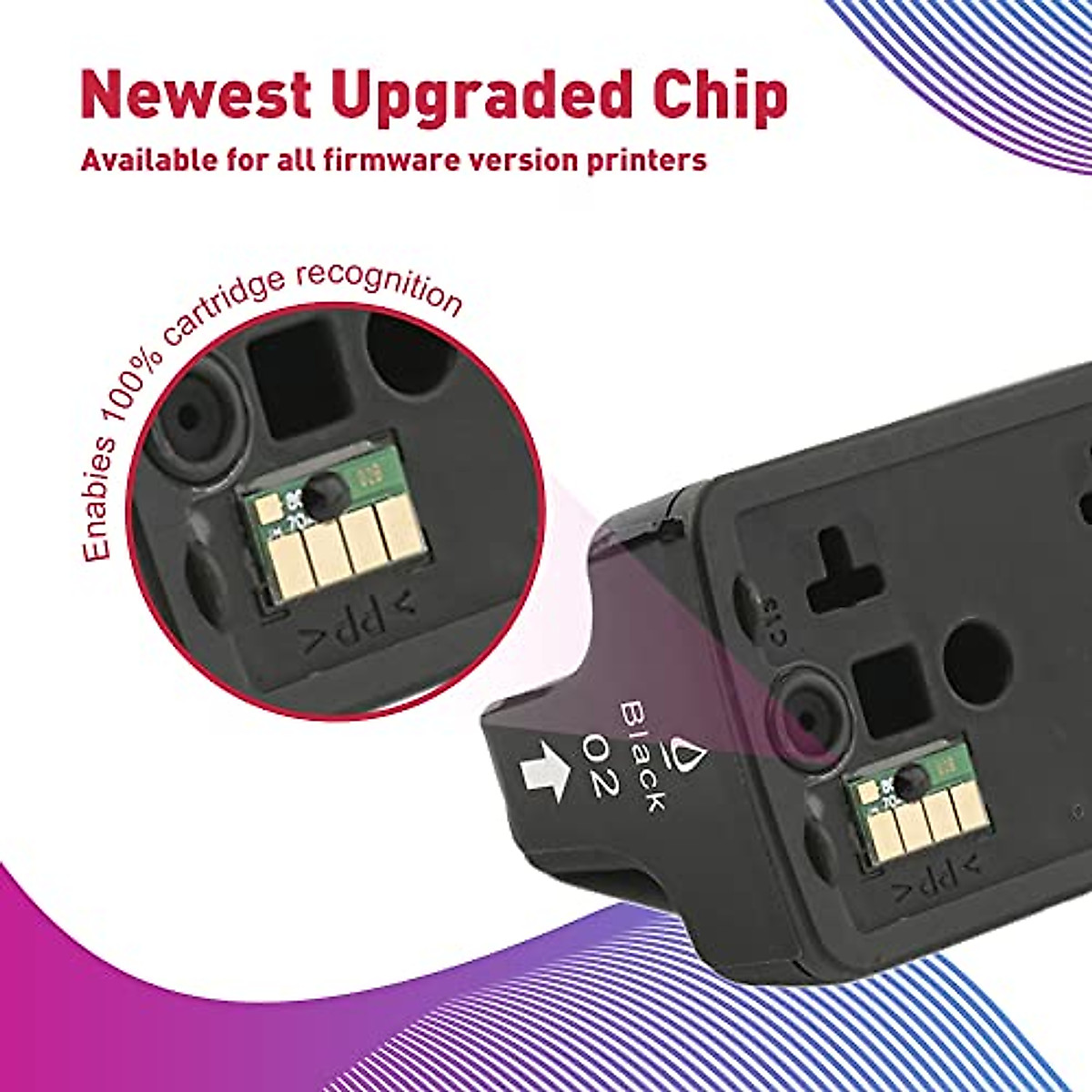 HOTCOLOR Re-Manufactured Ink Cartridge Replacement for HP 02 Black Ink cartridges C8721WN for c5180 c6280 c7280 c8180 D7360 Ink (3Black, 3 Pack)