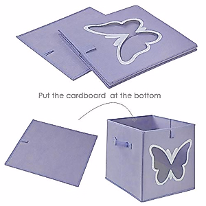 Homyfort Cube Storage Bins for kids 11x11 - Foldable Fabric Toy Box Clothes Storage Boxes Organizer with Clear Window for Pantry,Closet,,Bedroom,Butterfly Set of 4