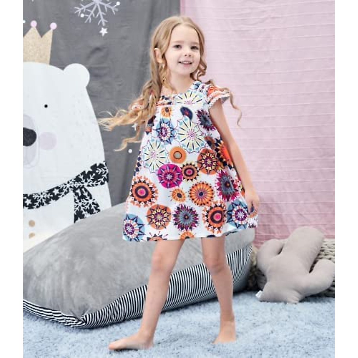 Hipea Toddler Baby Girl Clothes Bohemian Sleeveless Flower Princess Floral Formal Kids Summer Dress Skirt(2-3T)