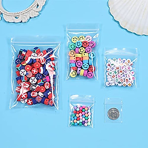 Somoga 200 PCS 1.5" x 1.5" Thick 2.4 Mil Small Clear Zip Poly Bags Mini Plastic Reclosable Zip Seal Lock Bags Necklace Ring Coin Beads Jewelry Pill Zipper Bag
