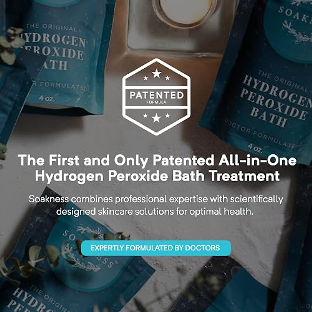 Soakness Hydrogen Peroxide Epsom Salt Bath Soak & Foot Spa (3-Pack) – Patented Formula for Muscle Recovery, Skin Detoxification & Relaxation – Created with Doctor Expertise - Foot Soak for At-Home Spa