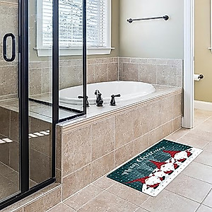 Christmas Card Funny Gnomes Red Shower Mat Bathtub Mat Non Slip Shower Mats for Showers Anti Slip for Elderly Shower Mat with Suction Cups