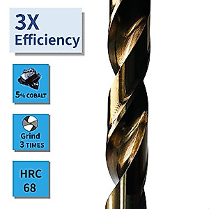 STROTON Cobalt Drill Bit Set (1/16-1/4 Inch, 13PCS), M35 High Speed Steel Twist Drill Bits for Stainless Steel, Hard Metal, Cast Iron, Plastic and Wood