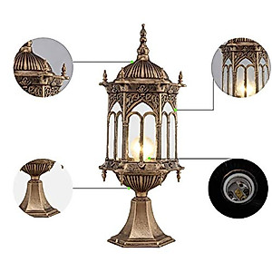 WYBFZTT-188 E27 Retro Industrial Column Lamp, Outdoor Landscape Post Lamp Gate Waterproof Courtyard Lamp, Pillar Caplights Home Garden Courtyard Column Headlight