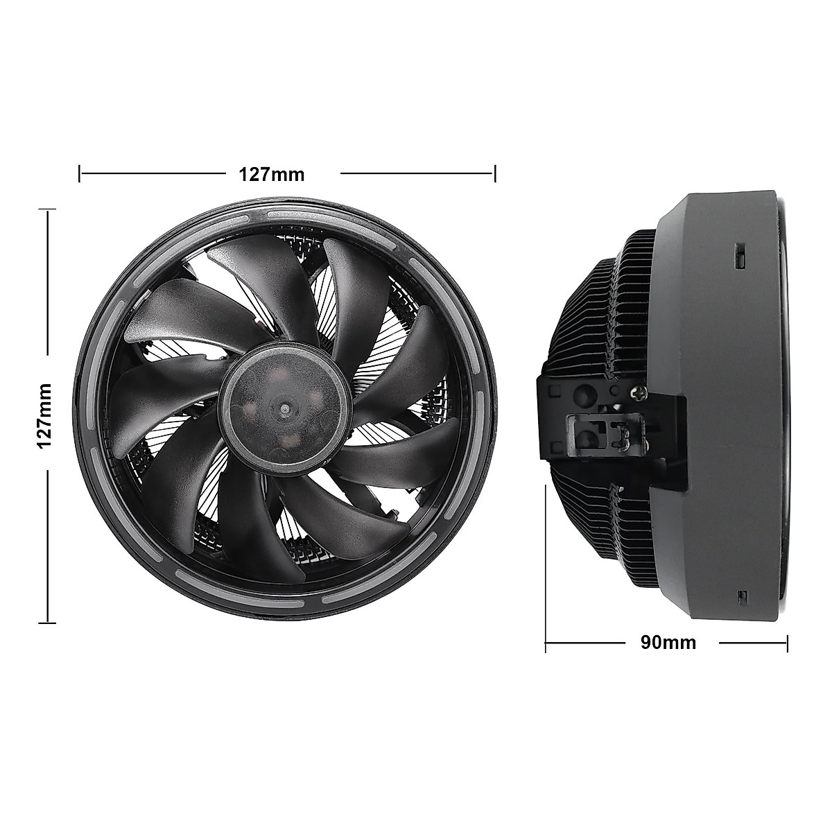 Vetroo M2 CPU Cooler, Black Aluminum Fins LED Ring Lighting Hydraulic Bearing 90W TDP Air Cooler for Intel LGA 1700/1200 & AM5/AM4/AM3+/AM3/115X