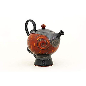 Handmade Pottery Teapot, Kitchen Decor, Art Ceramic Decor, Stoneware Kettle, Red and Black Teapot