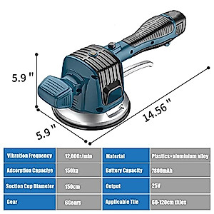 Tile Vibration Machine Installation Tool - Nopwer Tiling Suction Cup for Leveling Handheld Vibrator Adjustable 6 Speeds 25V 12000r/min