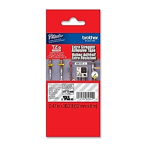Brother 1/2 Inch x 26.2 Feet White On Clear Label Ribbon for P-Touch Labelers (TZS135)