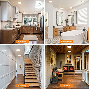 slochi 1PACK LED Flush Mount Ceiling Light Fixture, 3000K-4000K-6500K & 100W Equivalent Modern Kitchen Recessed Lamp 15W 1500Lm 7.5 Inch Closet Round Surface for Bathroom, White (TJN-CL25A-Parent)