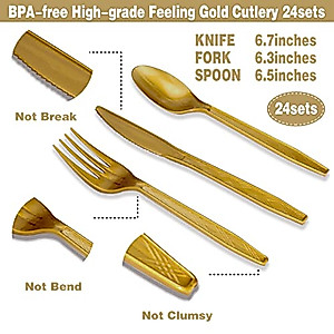 30th birthday decorations for him her - (Total 169pcs) black gold Birthday supplies Plates and Napkins, Cups, Knives, Forks, Spoons Included, tablecloth, Disposable Tableware for 24 Guests