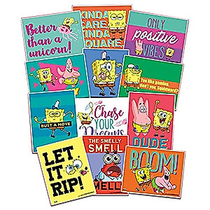 Nick Shop SpongeBob Poster Pack for Kids, Boys - Bundle with 12 SpongeBob Posters For Bedroom, Walls, Party Supplies| SpongeBob Room Decor With Bubble Guppies Stickers (SpongeBob Decorations)