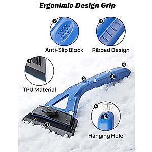 JOYTUTUS Snow Brush and Ice Scraper, Snow Scraper Brush for Car Windshield, Snow Remover for Cars, Trucks, SUV