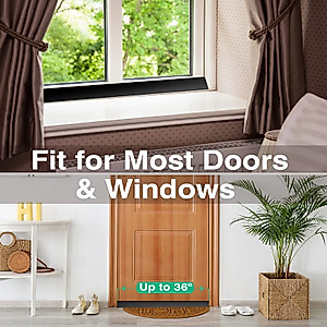 Lewondr Door Draft Stopper 36 Inch Under Door Draft Noise Blocker Waterproof Cuttable Triangle Strong Adhesive Weather Stripping Door Seal Under Door for Reduce Dust Air Door Sweep, Black