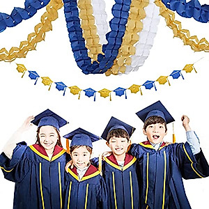 Navy-Blue White-Gold Party-Decorations Streamers Garland - 12pcs Royal Blue Graduation 2023 4-Leaf Paper Clover Streamer Men Boy Birthday Wedding Bridal Shower Flower Banners Fathers day Decor Ouruola