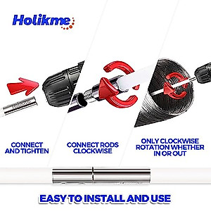 Holikme 60 Feet Dryer Vent Cleaner Kit,Lint Remover Flexible Brush and Drill Attachment Extends Up to 60Feet, 2 Synthetic Brush Head Use with or Without a Power Drill