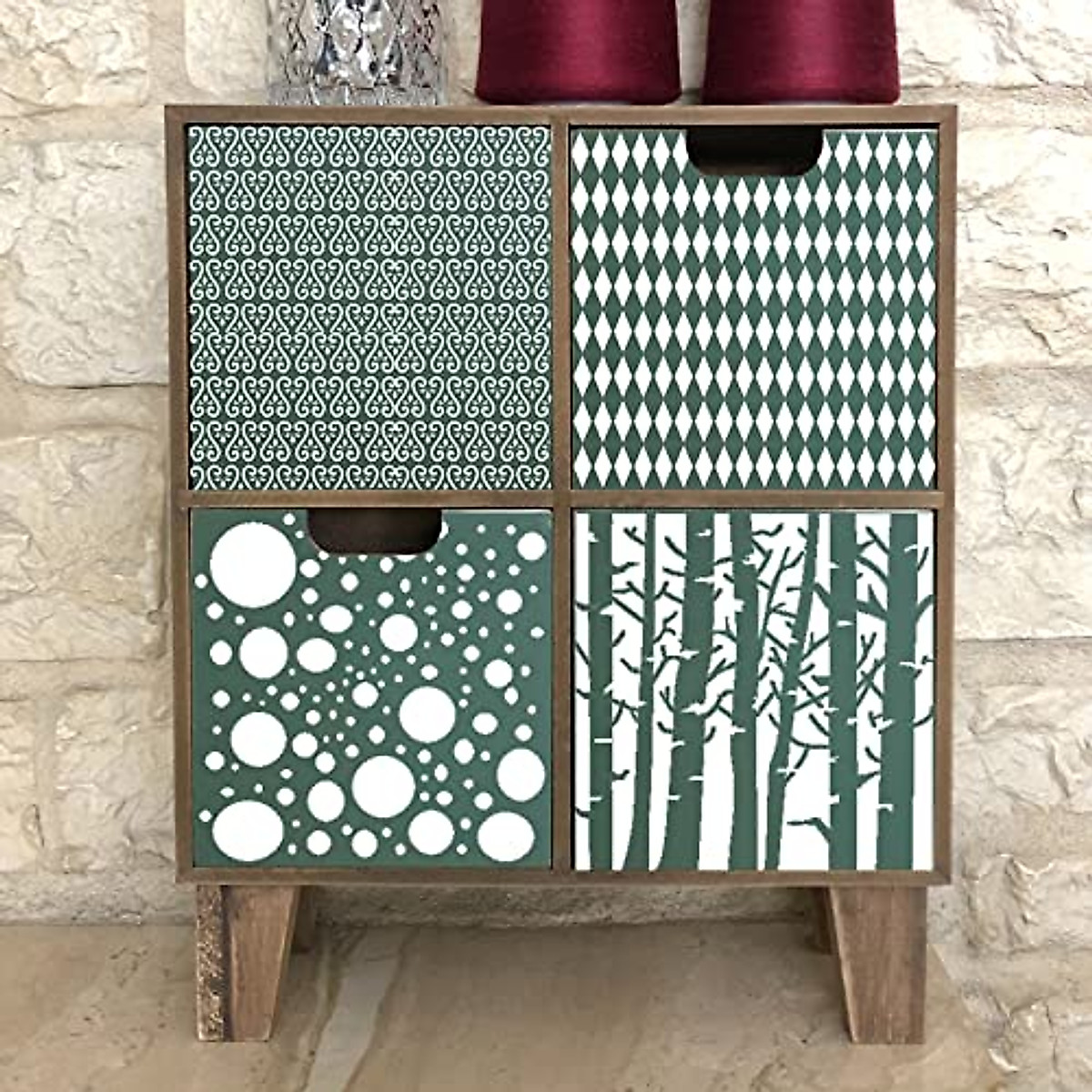 14 Pcs Layering Mixed Media Stencils Leopard Diamond Spirals Cubist Templates Geometric Patterns Stencils for Painting on Walls Canvas DIY Craft Scrapbooking Stamp Decor Card Making (6x6inch)