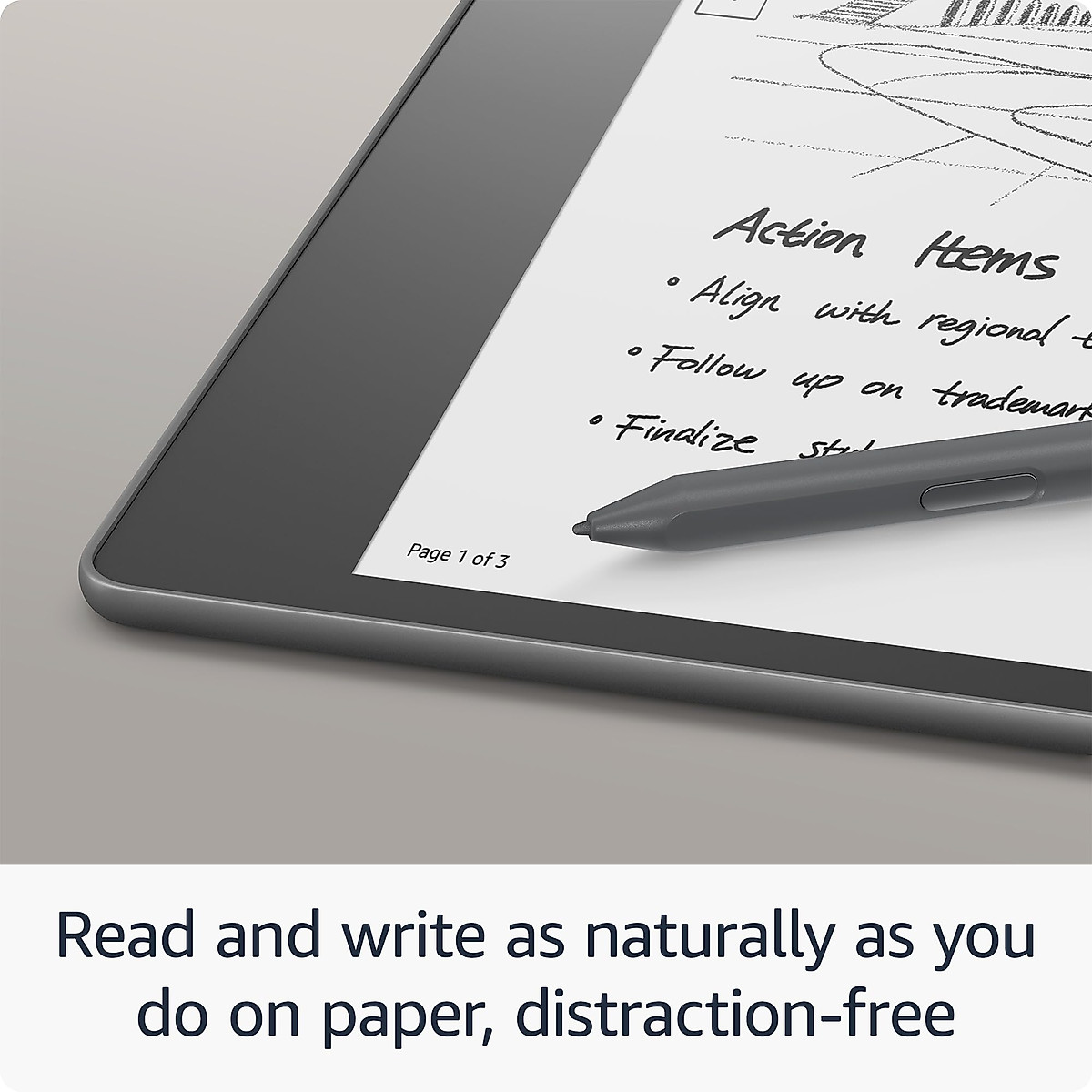 Introducing Kindle Scribe (16 GB), the first Kindle for reading and writing, with a 10.2” 300 ppi Paperwhite display, includes Basic Pen