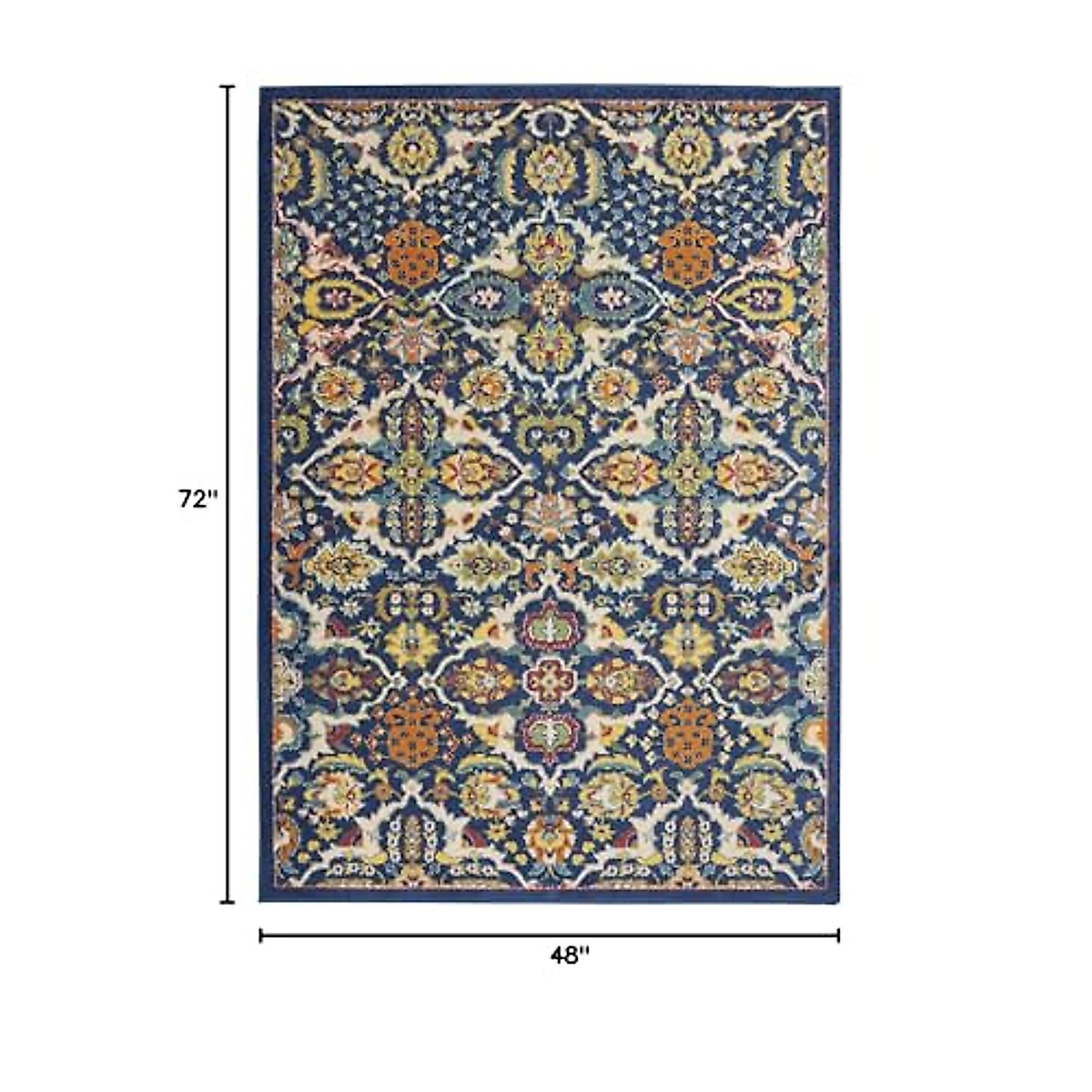 Nourison Allur Contemporary Navy Multicolor 4' x 6' Area -rug, Easy -cleaning, Non Shedding, Bed Room, Living Room, Dining Room, Kitchen (4x6)