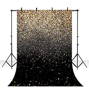 MEHOFOTO 6x8ft Gold Glitter Sequin Spot Black Prom Backdrops Starry Sky Shining Abstract Photo Background Child Birthday Party Banner Wedding Projection Screens Photography Studio Props