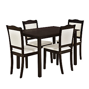 APRILSOUL 5-Piece Wood Dining Set with Simple Style Rectangular Tables with Upholstered Chairs for Space, for Playroom, Living Room, Home Bar, and Kitchen, Espresso