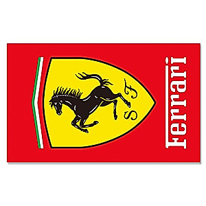 Racing Car Decor Flag for Ferrari Banner 3 ft x 5 ft Polyester with 2 Brass Grommets Vivid Color HD Printing Exhibition, Racing, Car Fans, Porch, Garage Decoration (Red)