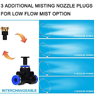 Signice Fan Misting Kit - Upgraded Adjustable 26FT Fan Misters for Cooling Outdoor with 5 Mist Nozzles DIY Water Mister Fans for Outside Patio Backyard