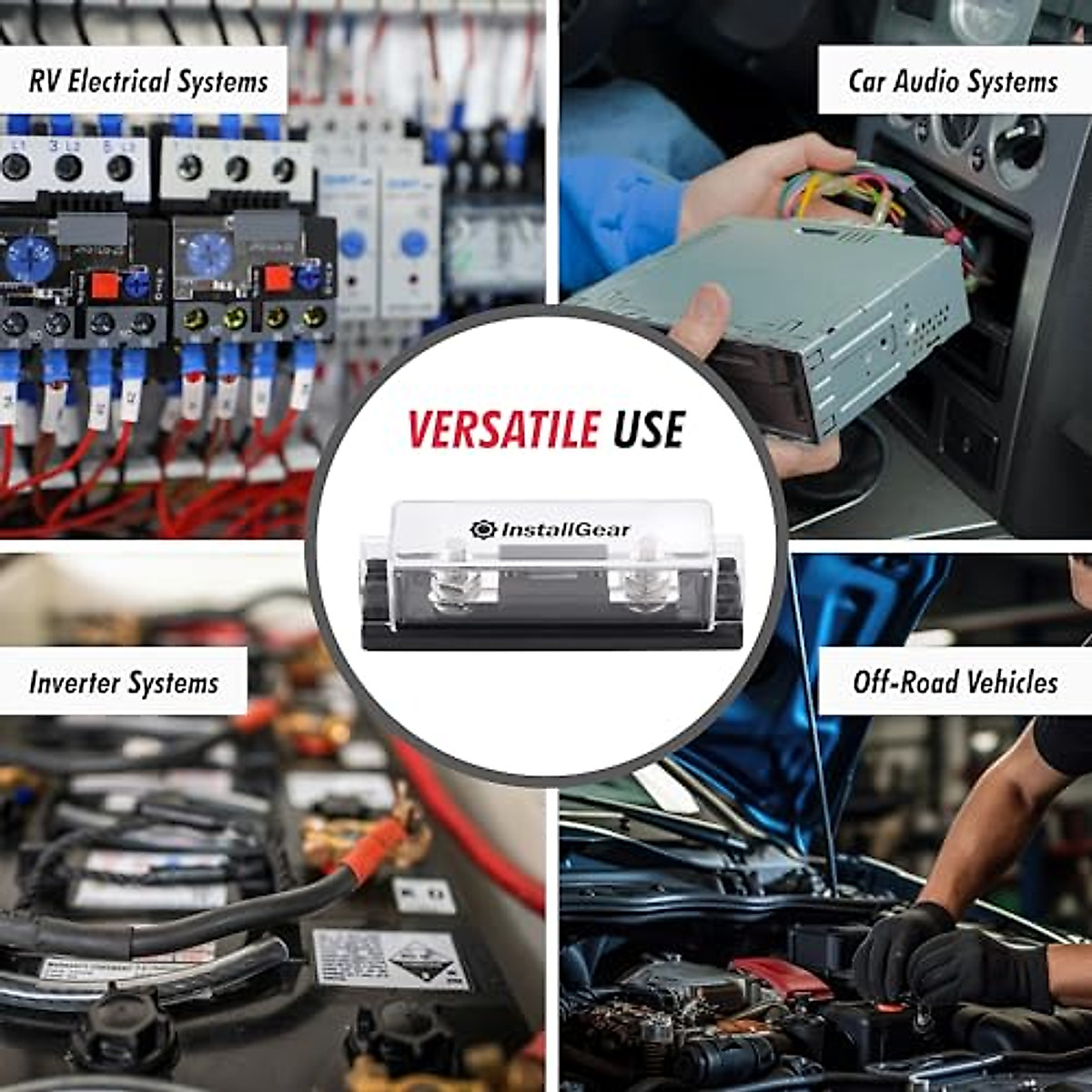 InstallGear - Fuse Block with ANL Fuse Holder and Clear Cover - 2 Pack, 300Amp Fuses for Secure Circuit Protection - Universal Fuse Box for 0-10 Gauge Terminals, Automotive Applications