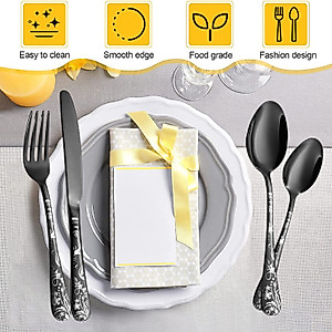 Vilihkc Unique floral pattern Silverware Set Mirror Polished Flatware Set Service for 4 Cutlery Set Stainless Steel Utensil Set for Kitchen Dishwasher Safe(20pcs)