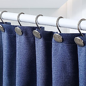 Brushed Nickel Shower Curtain Hooks, OEH Shower Curtain Rings, Modern Creative Metal Shower Curtain Hooks Rust Proof, Balanced Gliding Shower Hooks for Shower Curtain, 12 Pack, Circular Stripes
