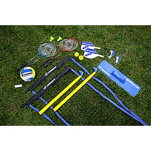 Triumph Sports Multi-Sport Versatile Combo Outdoor Game Net Set Includes Volleyball, Badminton, and Pickleball, Blue (35-7510-2)