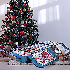 Hearth & Harbor Wrapping Paper Storage Container - Christmas Storage Bag with Interior Pockets - Gift Wrapping Organizer Storage Fits Up to 22 Rolls of 40" - Tear Proof  Wrapping Paper Organizer