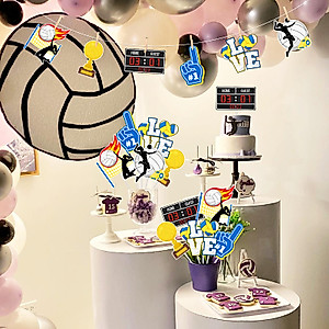 Cheereveal 24 Pieces Volleyball Centerpiece Sticks, Bump Set Spike Volleyball Table Toppers, Sports Themed Baby Shower Birthday Party Decorations