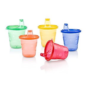 Nuby 4-Pack Wash or Toss Cups with Spout, Colors May Vary