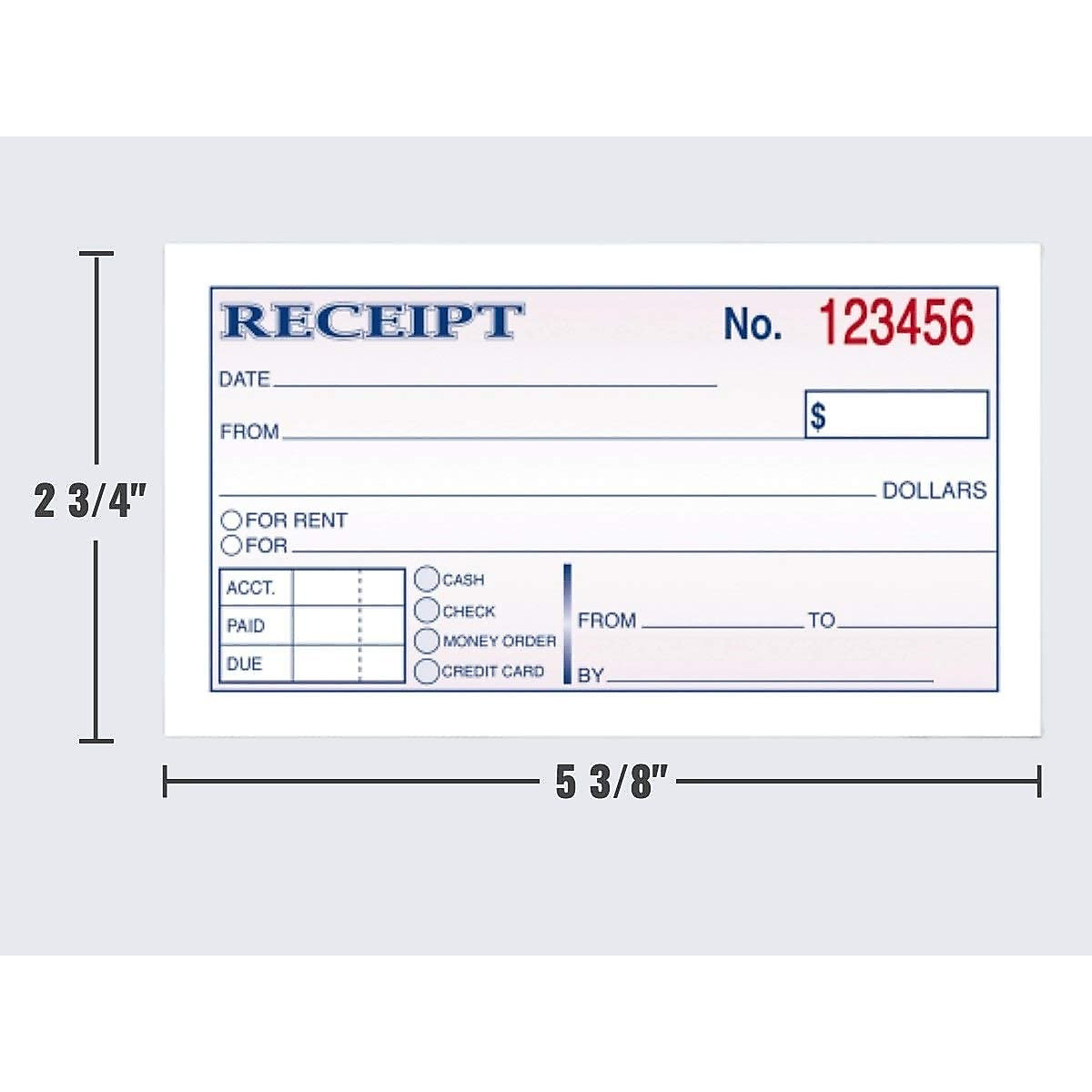 1InTheOffice Money and Rent Receipt, 2-3/4 x 5-3/8 Inches, 2-Parts, Carbonless, White/Canary, 50 Sets per Book (4 Books)