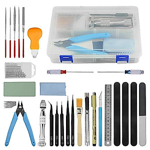 XINGYHENG 41Pcs Modeler Basic Tools Craft Set Compatible with Gundam Model Tools Kit with Plastic Box Hobby Model Assemble Building Repairing and Fixing DIY Craft Kit