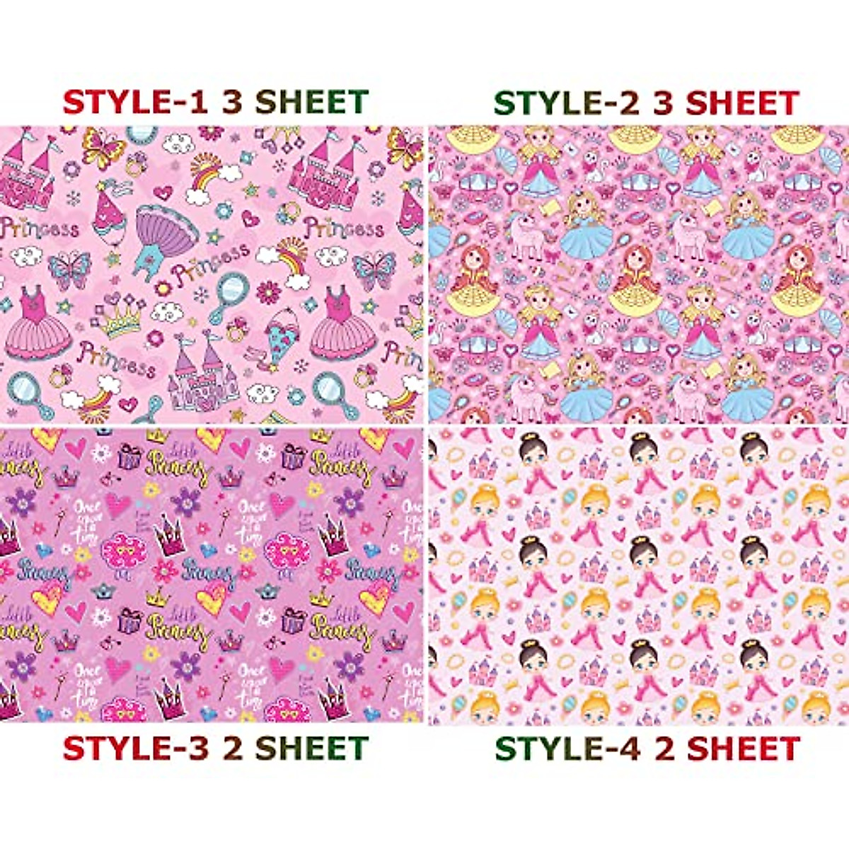 U'COVER Princess Birthday Wrapping Paper for Girls Kids Baby Shower Women Pink Gift Wrapping Paper Castle Theme for Holiday Wedding Graduation Gift Wrap Paper 10Folded Sheet