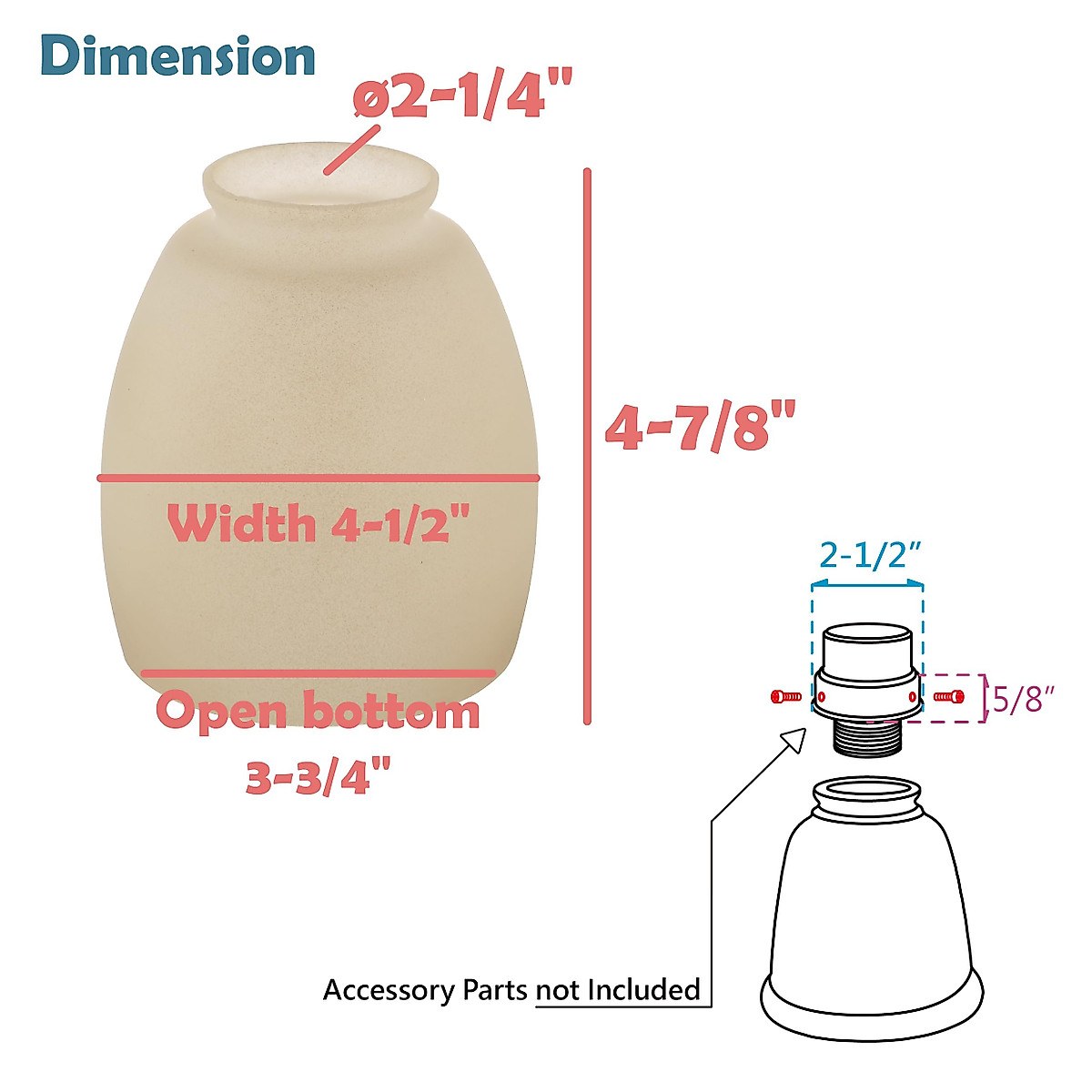 Aspen Creative Corporation Aspen Creative 23159-4 Transitional Amber Ceiling Fan Shade, 2-1/4" Fitter, 4-1/2" Diameter x 4-7/8" Height, 4 Pack Replacement Glass, SCAVO