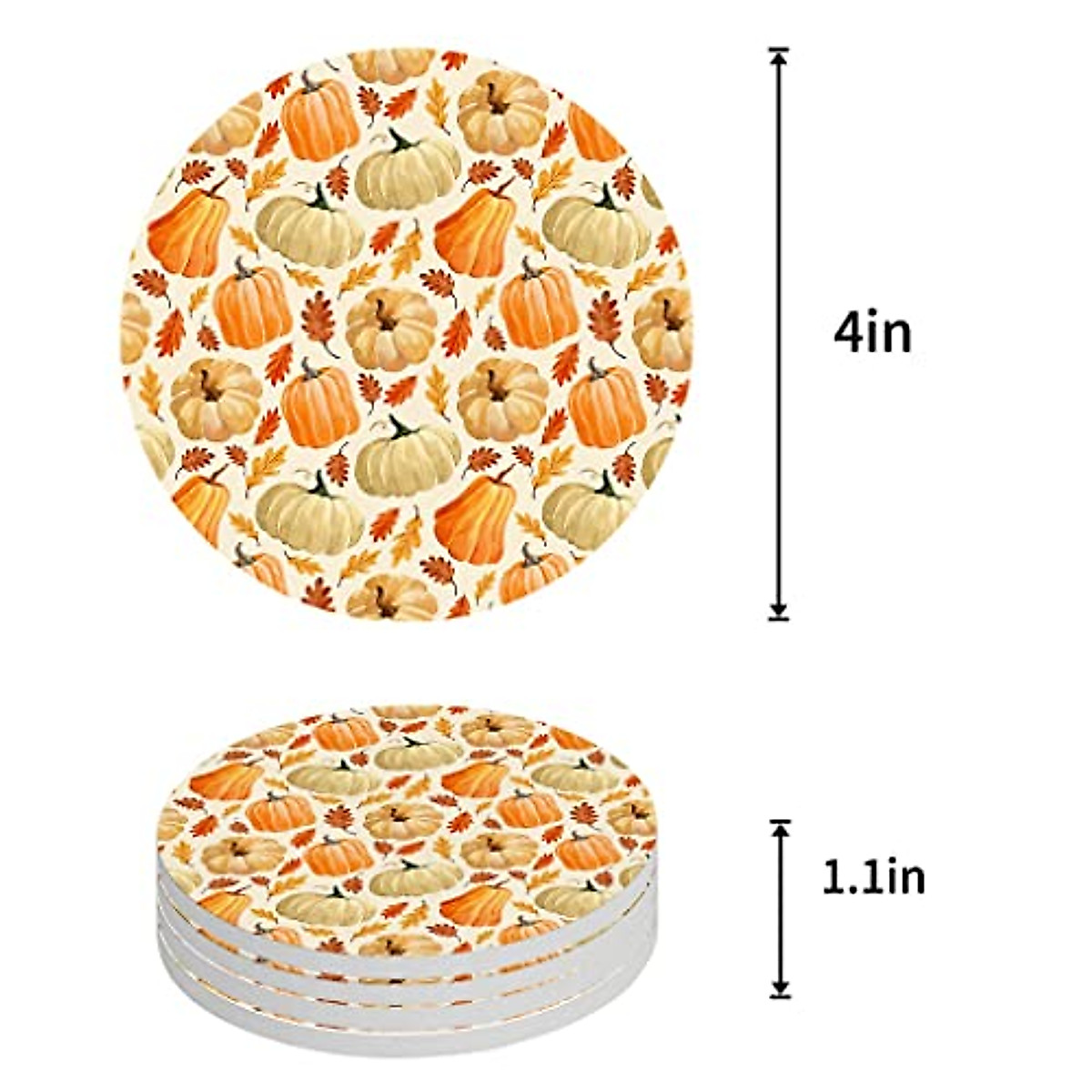 QUANJJ Autumn Maple Leaf Coasters Ceramic Set Round Absorbent Drink Coaster Coffee Tea Cup Placemats Table Mat (Color : D, Size : 8pcs)