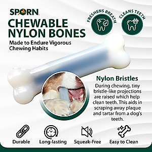 Sporn Durable Marrow Dog Chew Bones for Aggressive Chewers, Jerky Flavor Dog Chew Toys for Medium Dogs, Made with Strong Nylon Dog Dental Chew Toy, Gluten-Free & Non-Toxic, Medium