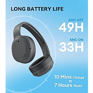 Edifier W820NB Plus Hybrid Active Noise Cancelling Headphones - LDAC Codec - Hi-Res Audio - Fast Charge - Over Ear Bluetooth V5.2 Headphones for Travel, Flight, Train, and Commute- Gray