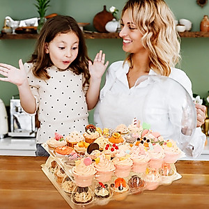 Moretoes (12 Pack x 24 Sets Cupcake Containers, Cupcake Boxes with 300 Cupcake Liners, 24 Compartment Cupcake Carrier Holders, Plastic Cupcake Containers with Detachable Lid