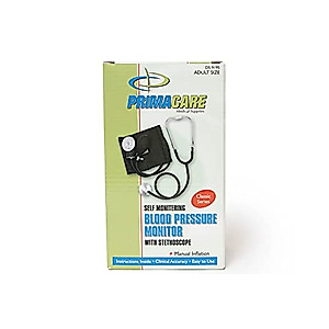 PrimaCare DS-9195 Professional Adult Size Classic Series Blood Pressure Kit with D-Ring Cuff, Nylon BP Kit, Aneroid Sphygmomanometer with Stethoscope
