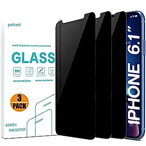[3 Pack] Privacy Screen Protector for iPhone 11/iPhone XR Anti-Spy Tempered Glass Film Upgrade 9H Hardness Case Friendly Easy Installation Bubble Free 3D Touch Support [6.1 inch]
