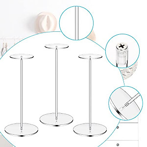 TRIRITE 3 PCS Clear Acrylic Hat Stand for Display, 16 inch Wig Display Rack, Clear Round Riser Stands for Wig Hat Display, Hat Display Stand Wig Display Holder for Hat Watch