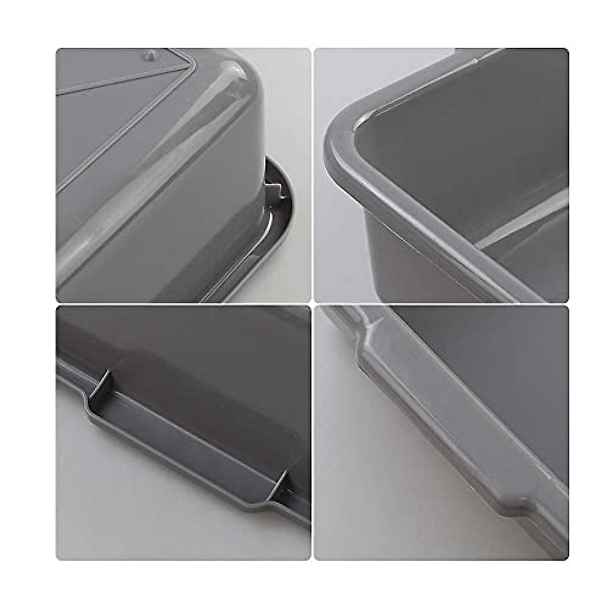 Rinboat 13 L Plastic Commercial Bus Tubs, Grey Plastic Dishwashing Tub, 4 Packs