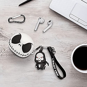 MOLOSLEEVE Compatible with Airpods Case Cover with Keychain, Halloween Luminous Skull for Airpods 2nd & 1st Generation Cases, Soft Silicone Cute Funny Anime Case for Apple Airpods 2/1