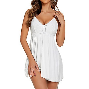 Avidlove Womens Sexy Sleepwear Lace Chemise Nightgown Sexy Womens Nightie Honeymoon Lingerie (White,L)