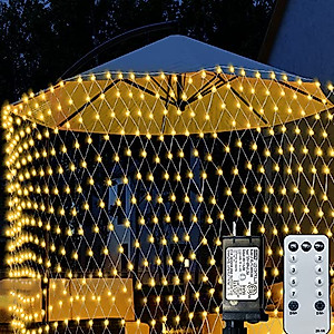 SANKUU 9.8ft X 6.6ft 200 LED Net Lights Outdoor Shrubs Lights Fairy String Lights LED Christmas Warm Bushes Lights for Holiday,Garden, Bedroom, Bush,Garden Outdoor Indoor Decoration (Warm White)