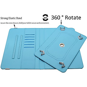 Universal 8 Inch Tablet Case, Universal 7 Inch Tablet Case, Viclowlpfe Multi-Angle Viewing Rotating Stand Wallet Case for 7.0-8.5 Inch Tablet, Blue Butterfly
